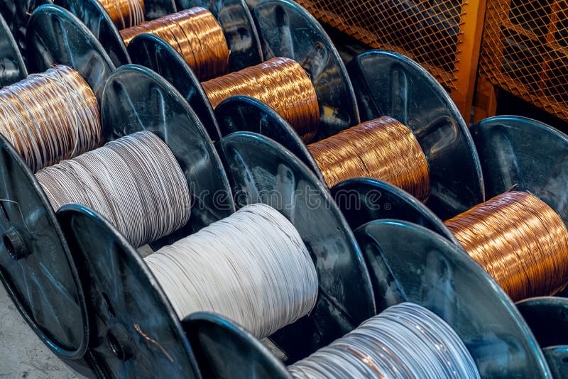 Production of Copper Wire, Cable in Reels at Factory. Cable Factory ...