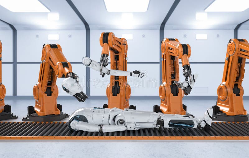 Humanoid Skeletal Robot Walking Forwards Stock Illustration ...