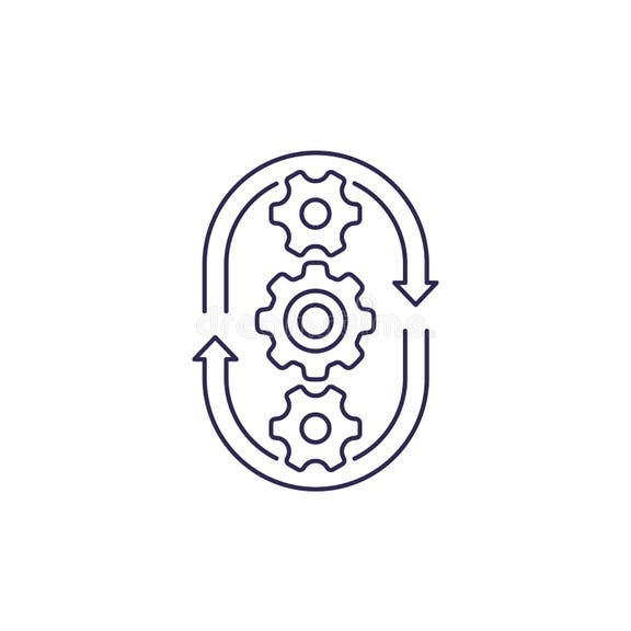 Production Cycle, Process Vector Line Icon Stock Illustration ...