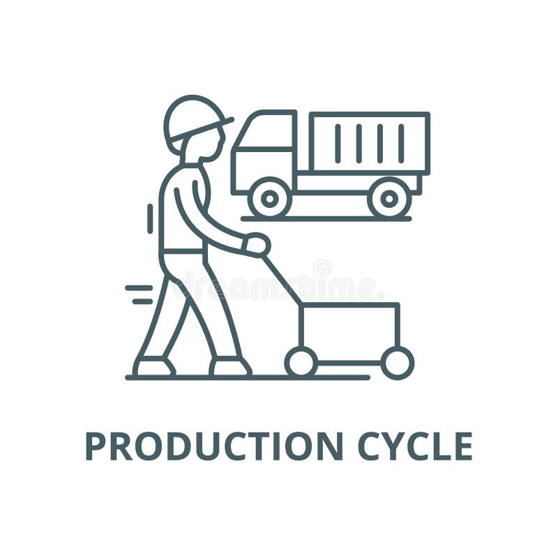 Production Cycle Vector Line Icon, Linear Concept, Outline Sign, Symbol ...