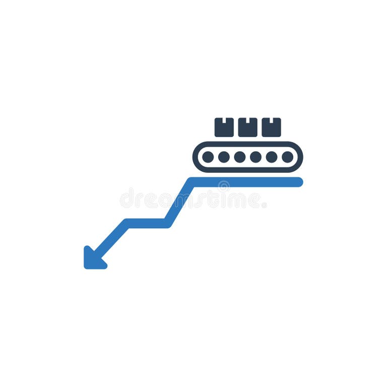 Production Down Icon stock vector. Illustration of arrow - 395571052