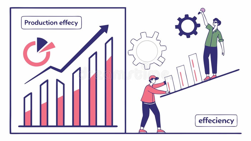 Production Efficiency Chart, Improving Operational Output. Vector ...