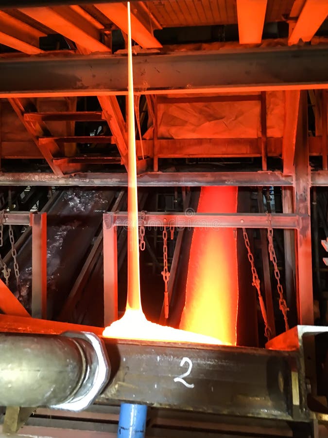 Production of Enamel, the Streams of Molten Glass Stock Image - Image ...