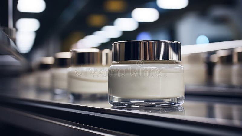 Production of face cream stock illustration. Illustration of line ...