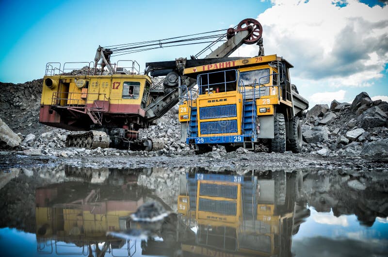 Production Granite Stone Mining by Quarry Machines Editorial Stock ...