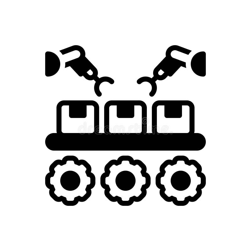 Black Solid Icon for Production, Output and Manufacturing Stock ...