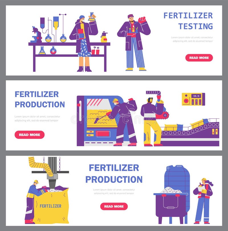 Production and Laboratory Testing of Fertilizers Flat Vector ...