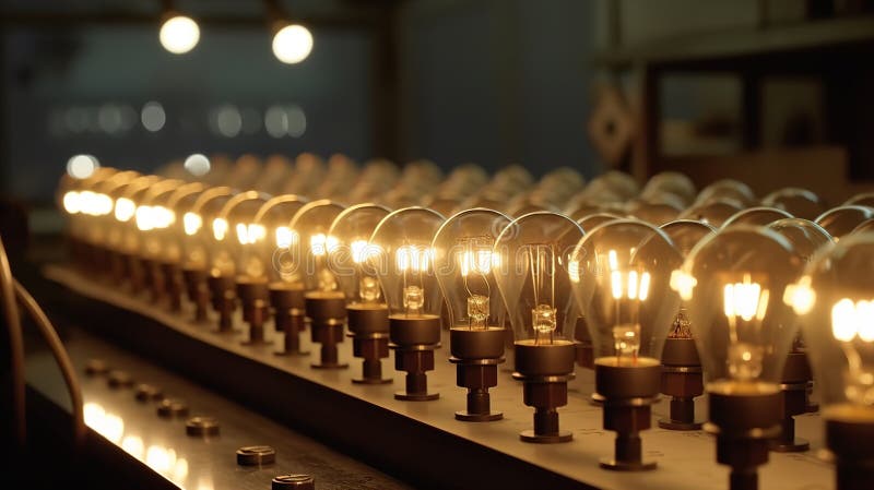 Production of Light Bulbs in Large Quantities in a Factory. Stock Photo ...