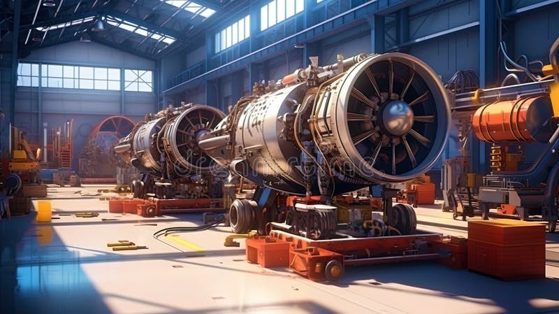 Production Line for Assembling Aircraft Engines Stock Illustration ...