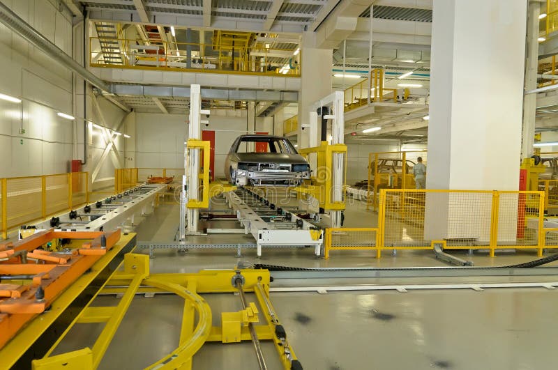 The Production Line for the Assembly of New Vehicles Stock Photo ...