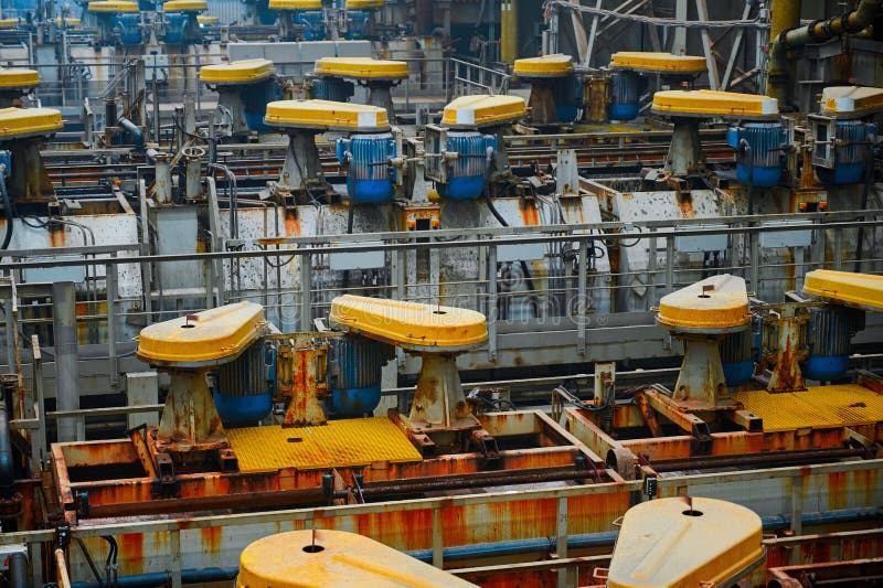 Production Line with Baths of Floatation Machine at Factory Stock Image ...