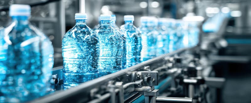 The Production Line of Bottled Water Highlighting Manufacturing ...