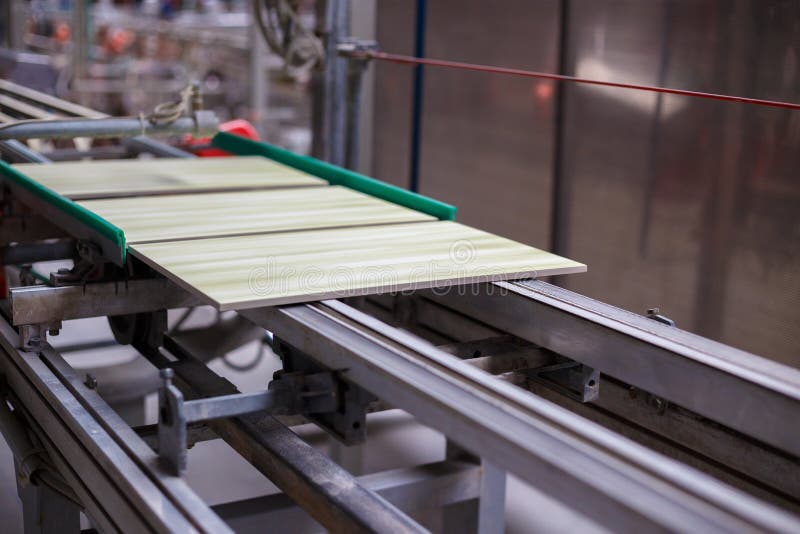 Production Line with Ceramic Tiles Stock Photo - Image of bench, clad ...