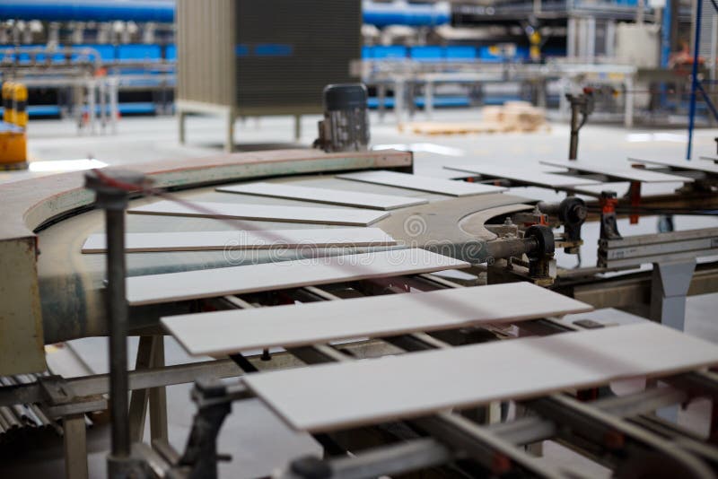 Production Line with Ceramic Tiles Stock Photo - Image of bench, clad ...