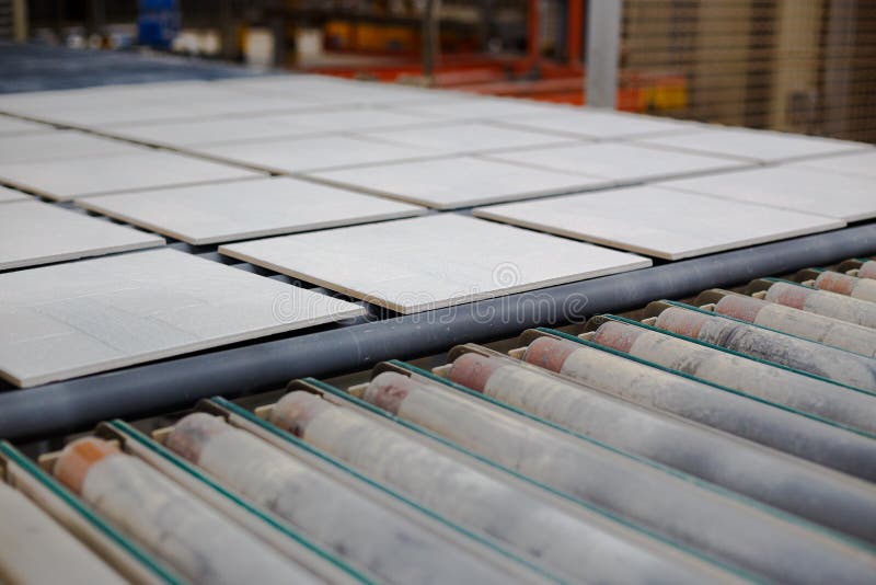 Production Line with Ceramic Tiles Stock Image - Image of conveyor ...