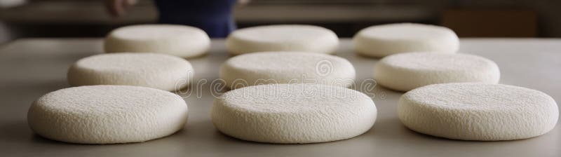 A Production Line for Cheese Features Rounds of Cheese Being ...