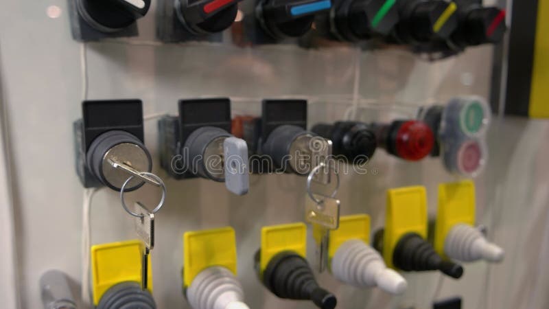 Production Line Control Panel. Multi-colored Buttons Stock Footage ...