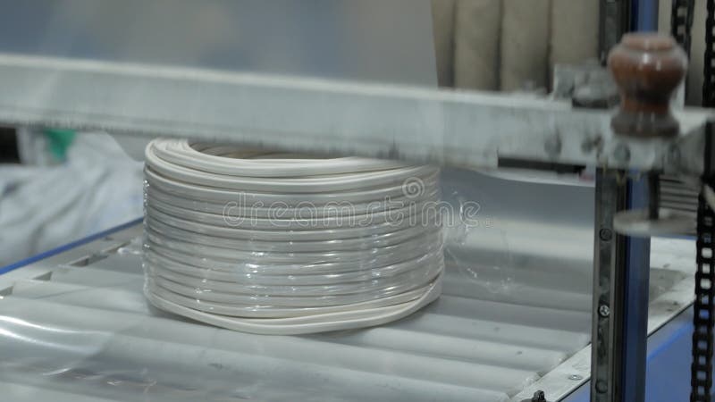 Production Line of Electric Cable. Packaging of Finished Products ...