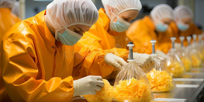 On the Production Line, Employees Collaborate To Collect and Bundle ...