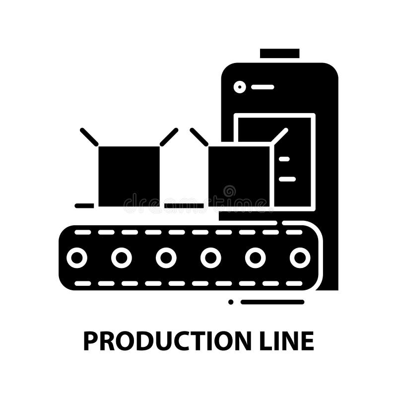 Production Line Icon, Black Vector Sign with Editable Strokes, Concept ...