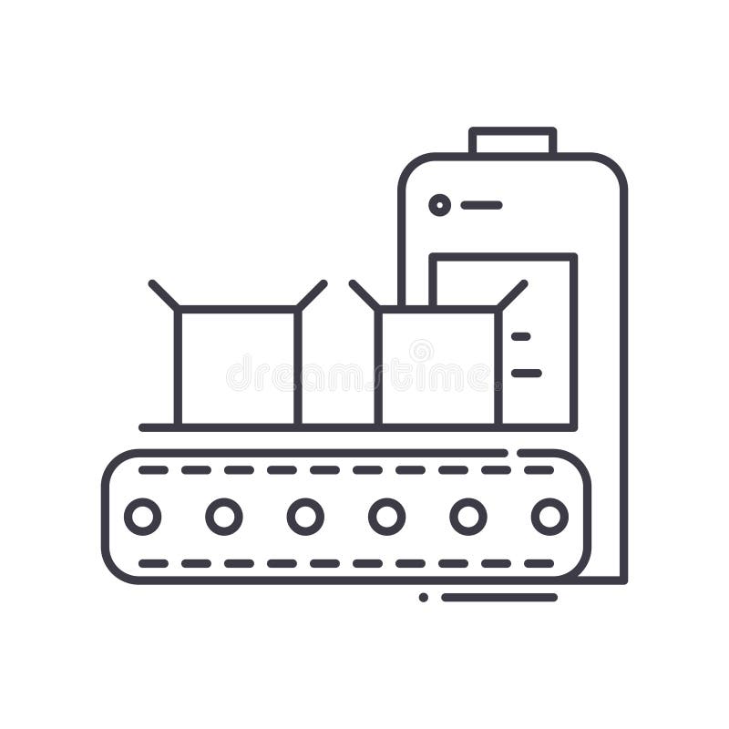 Production Line Icon, Linear Isolated Illustration, Thin Line Vector ...