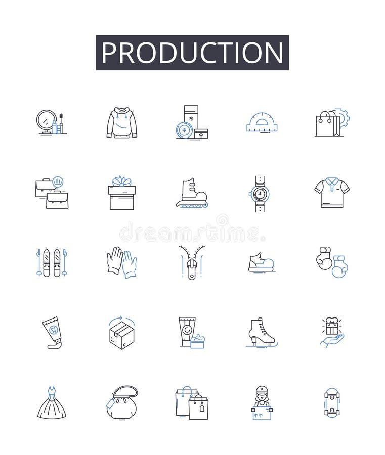 Production Line Icons Collection. Creation, Development, Fabrication ...