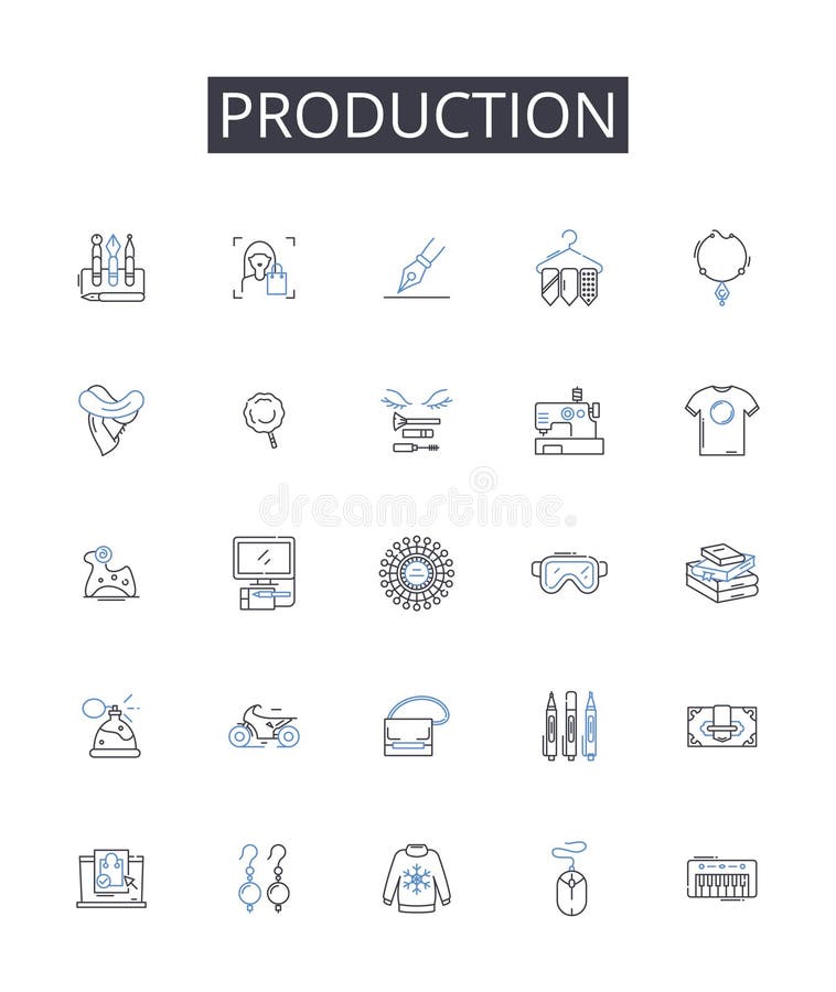 Production Line Icons Collection. Creation, Development, Fabrication ...