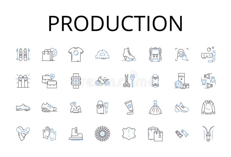 Production Line Icons Collection. Creation, Development, Fabrication ...