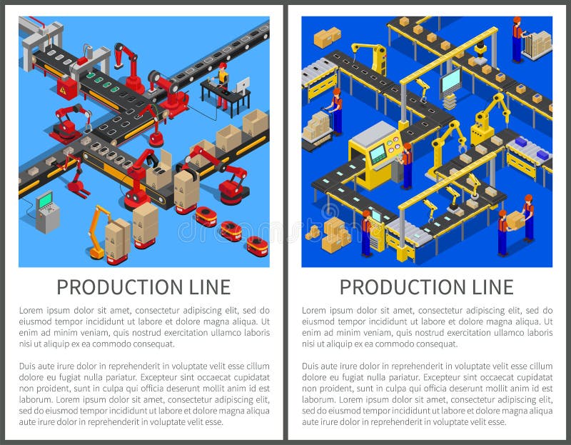 Production Line. Manufacturing Conveyor Belt, Industry Machines And ...