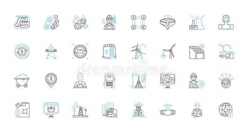 Production Linear Icons Set. Manufacturing, Assembly, Fabrication ...