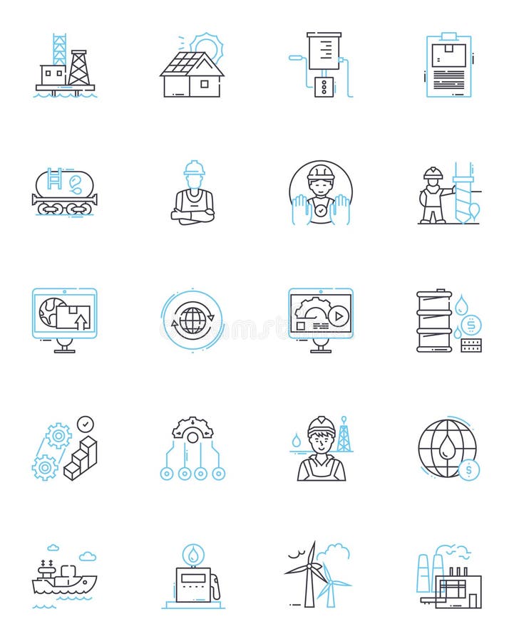 Production Linear Icons Set. Manufacturing, Assembly, Fabrication ...