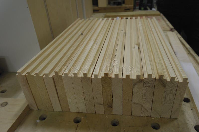 Production of Lining from a Board in the Workshop Stock Image - Image ...