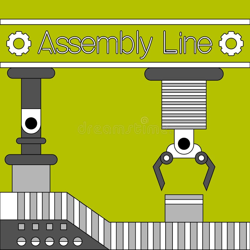 Assembly line poster stock vector. Illustration of machine - 159613854