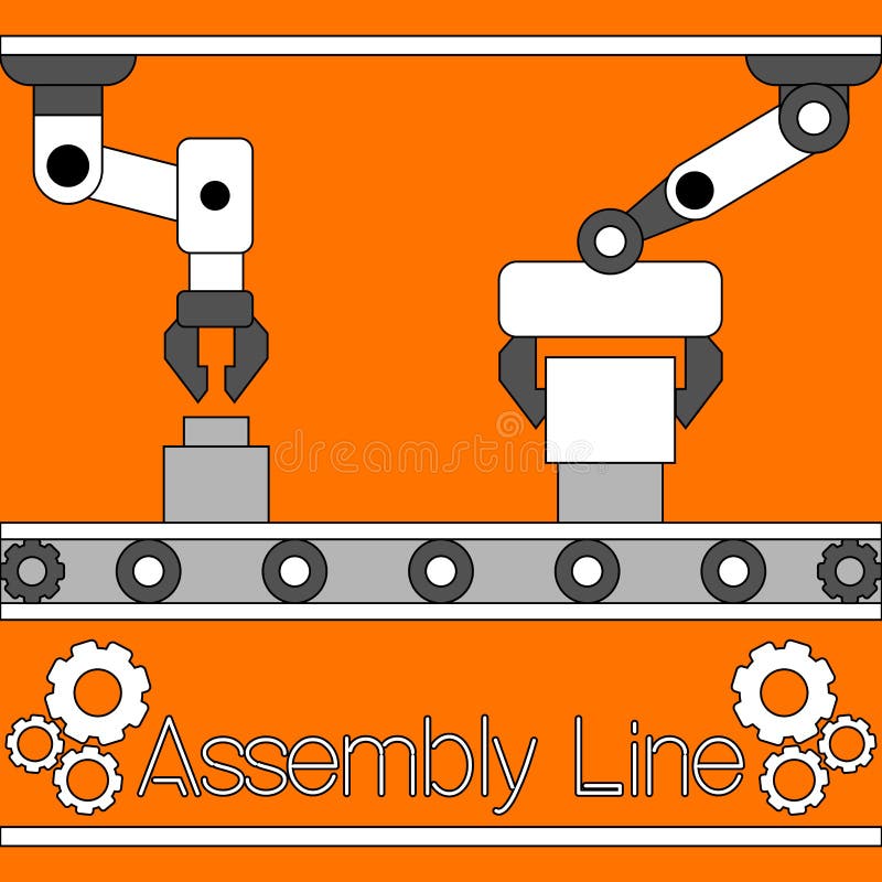 Assembly line poster stock vector. Illustration of production - 159613811