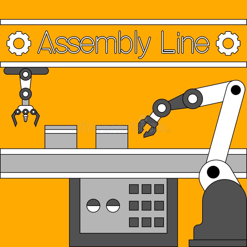 Assembly line poster stock vector. Illustration of line - 159613889