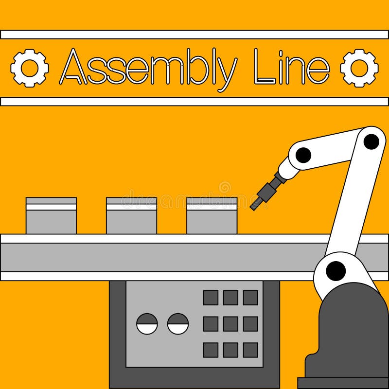 Assembly line poster stock vector. Illustration of technology - 159613936