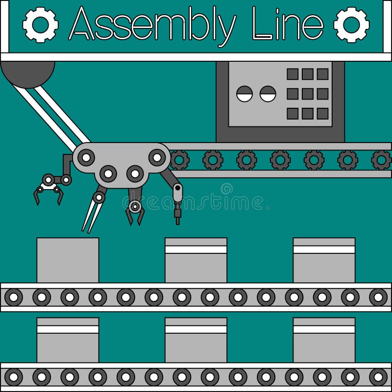 Assembly line poster stock vector. Illustration of electronic - 159614006