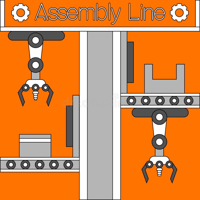 Assembly line poster stock vector. Illustration of robot - 159614024