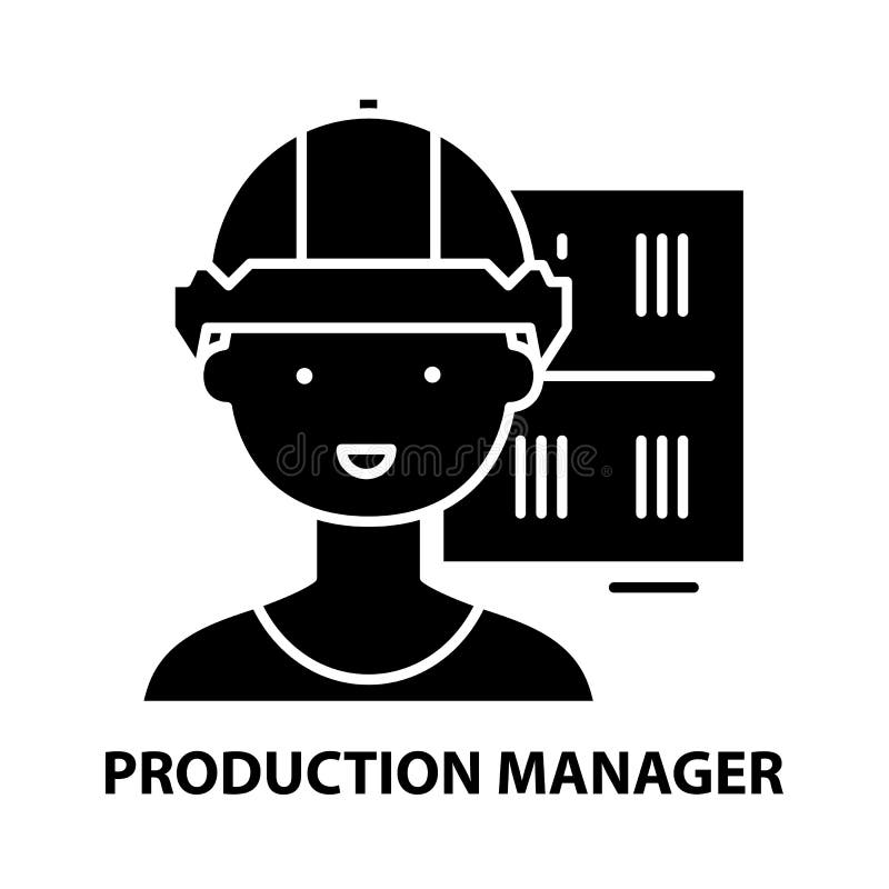 Production Manager Icon, Black Vector Sign with Editable Strokes ...
