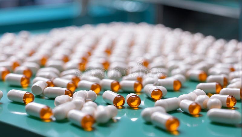 Production of Medicines. Production of Tablets and Capsules in Close-up ...
