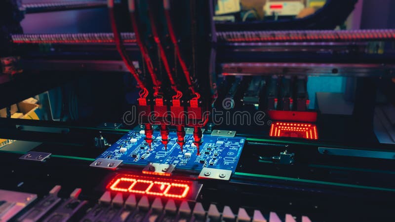 Production of Modern Computer Chips on SMT Machine Stock Image - Image ...