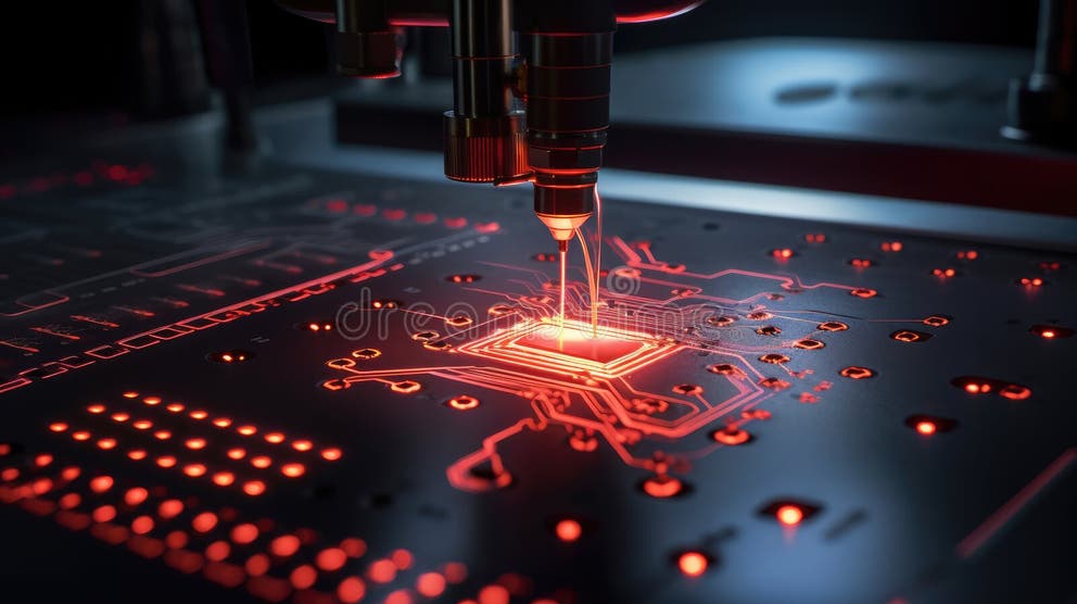 Production of a Modern Microprocessor Stock Illustration - Illustration ...