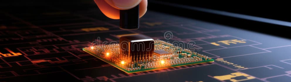 Production of a Modern Microprocessor Stock Illustration - Illustration ...