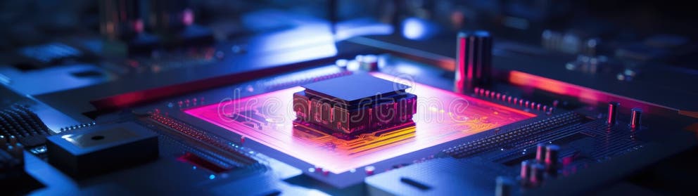 Production of a Modern Microprocessor Stock Illustration - Illustration ...