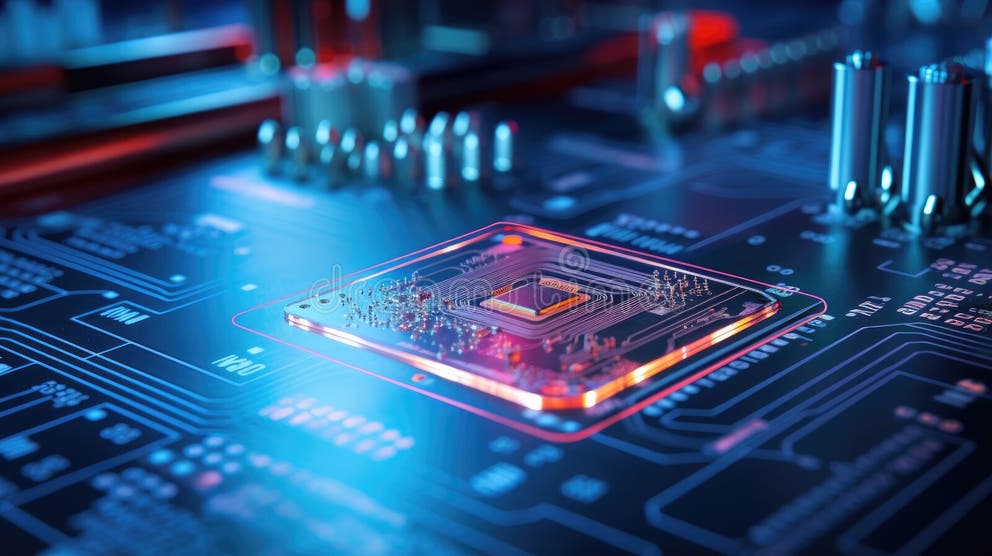 Production of a Modern Microprocessor Stock Photo - Image of electronic ...