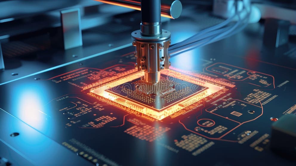 Production of a Modern Microprocessor Stock Image - Image of internet ...