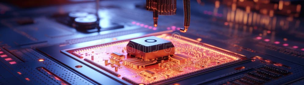 Production of a Modern Microprocessor Stock Illustration - Illustration ...