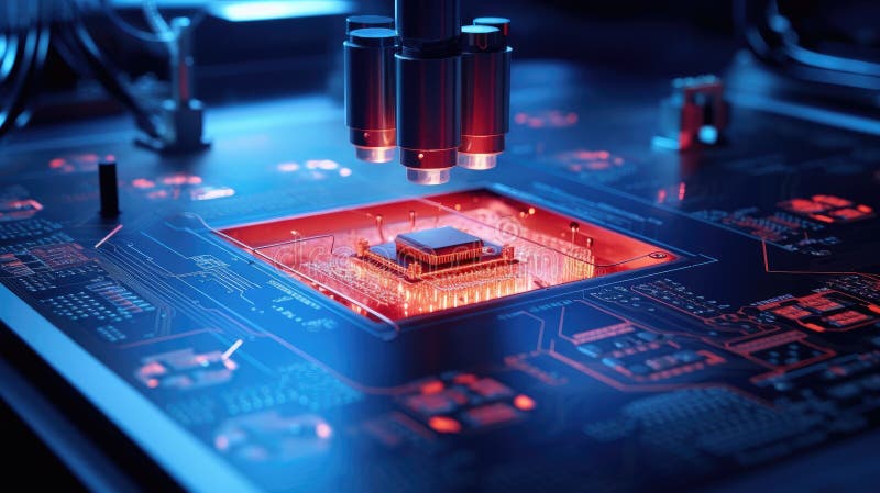 Production of a Modern Microprocessor Stock Image - Image of people ...