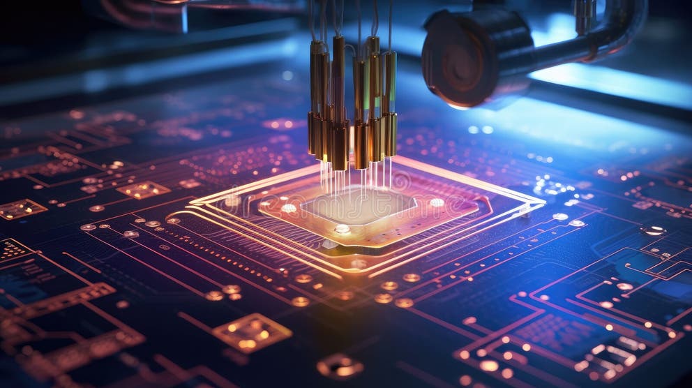 Production of a Modern Microprocessor Stock Photo - Image of robotic ...