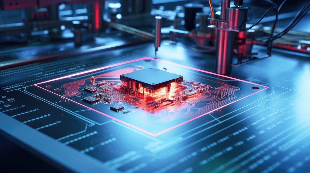 Production of a Modern Microprocessor Stock Image - Image of futuristic ...